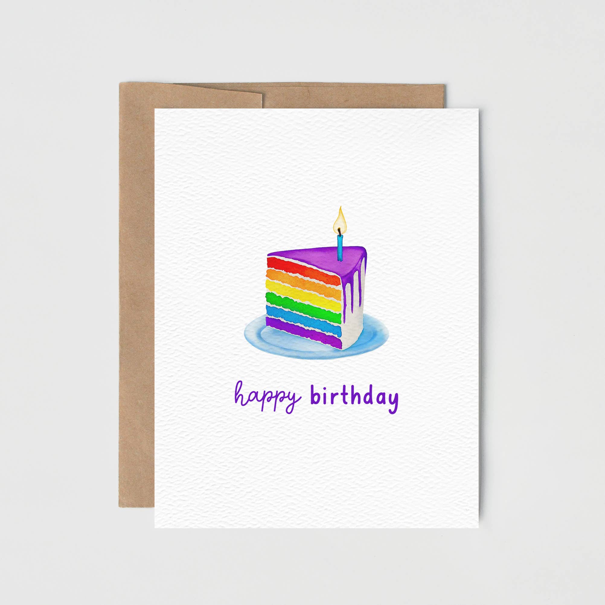 Rainbow Cake Card, Happy Birthday Card: Kraft Envelopes / Clear Protec ...